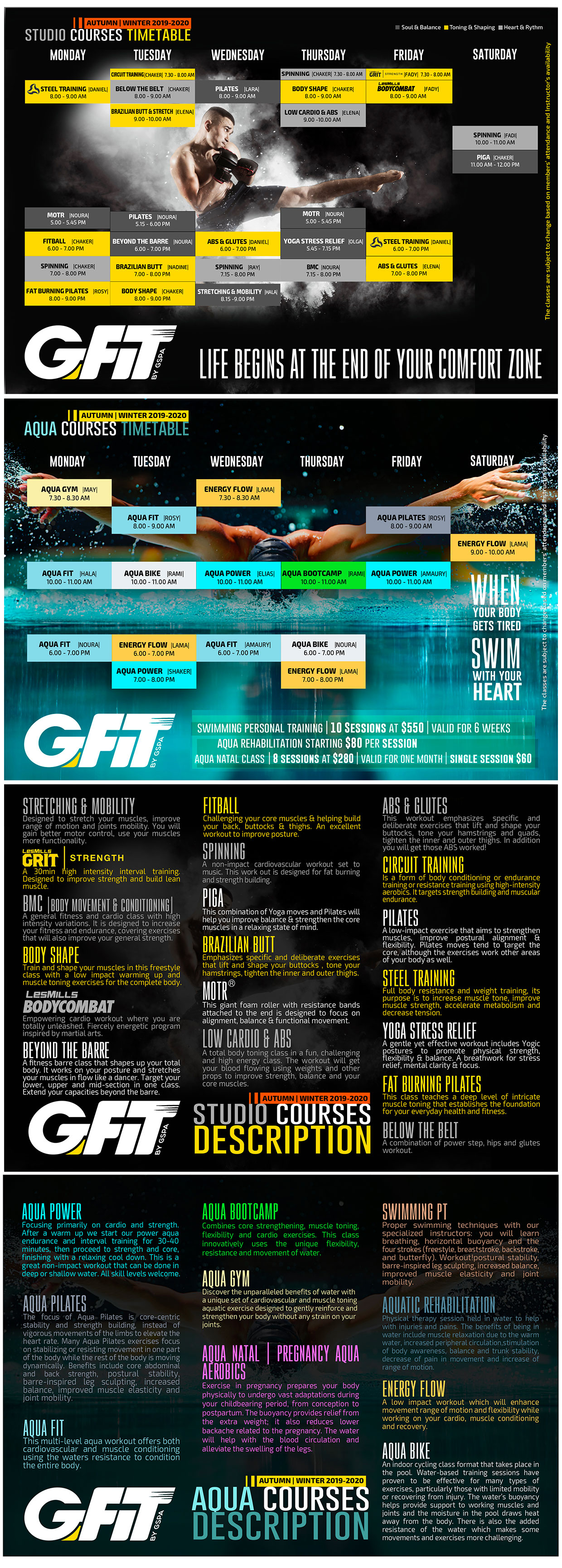 G FIT CLASSES SCHEDULE - G SPA